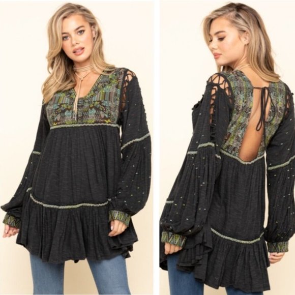 Free People | Tops | Nwt Free People Much Love Tunic Top Washed Black ...